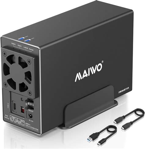 Amazon Com MAIWO Dual Bay Hard Drive RAID Enclosure With Cooling Fan For 2 5 3 5 Inch SATA SSD