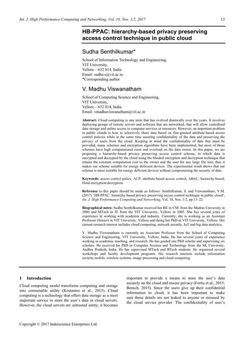Pdf Hb Ppac Hierarchy Based Privacy Preserving Access Control Technique In Public Cloud