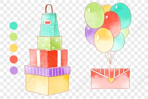 수채화 신선한 여자 선물 상자 Png 일러스트 무료 다운로드 Lovepik