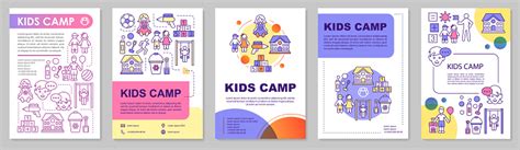 어린이 어린이 여름 캠프 브로셔 템플릿 레이아웃 전단지 소책자 선형 그림이있는 전단지 인쇄 디자인 잡지 연례 보고서 광고