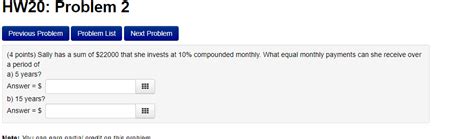 Solved Hw20 Problem 2 Previous Problem Problem List Next