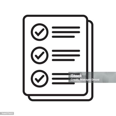 라인 아트 스타일의 체크리스트 벡터 아이콘입니다 문서 아이콘 설문지 아이콘 그래픽 및 웹 디자인을 위해 흰색 배경에 격리된 그림 긴급 개념에 대한 스톡 벡터 아트 및 기타