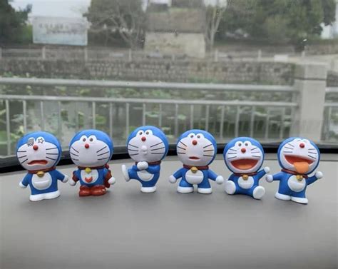 6pcs ！doraemon Expressions Figures Kawaii Car Decorations Home Decor