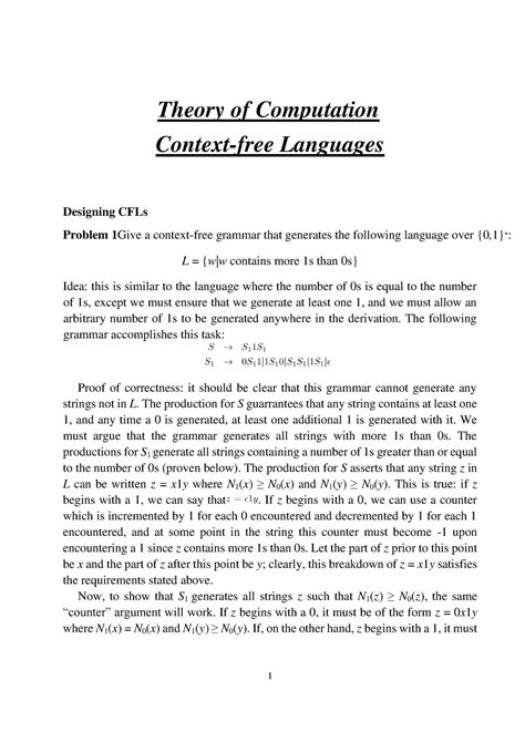 Context Free Language Theory Of Computation Context Free Languages
