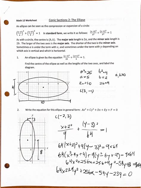 Conic Sec 2 Pdf Ellipse Cartesian Coordinate System