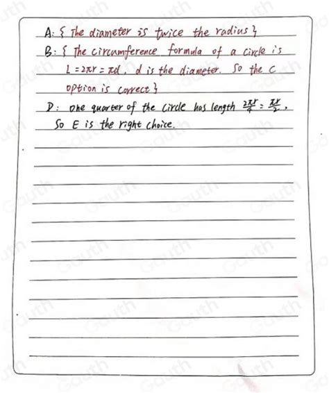 solved 1 c is a circle with radius r which of the following is true