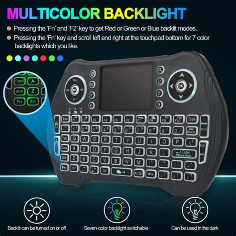 Backlit Mini Wireless Keyboard Touchpad Mouse Combo With Rechargable Li Ion Battery Multi Media