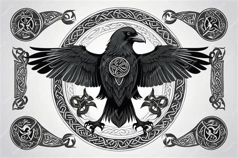 Odins Celtic Raven Vector Illustration Of Scandinavian Myths Premium Ai Generated Image