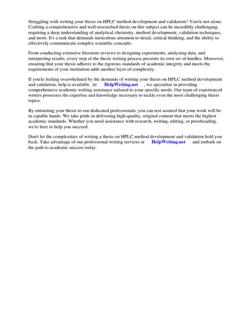 Thesis On Hplc Method Development And Validation Pdf Pdf High