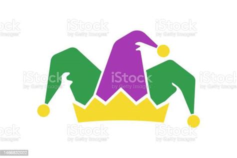 마디 그라 기호 포스터 인사말 카드 파티 초대장 배너 또는 전단지 벡터 디자인 요소에 대 한 광대 모자 아이콘 Mardi