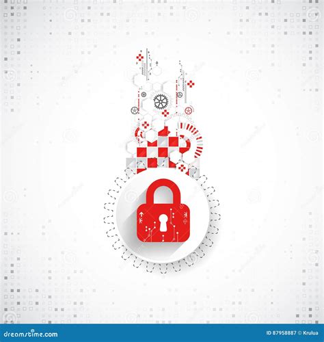 Red Protection Background Technology Security Encode And Decrypt Stock Vector Illustration