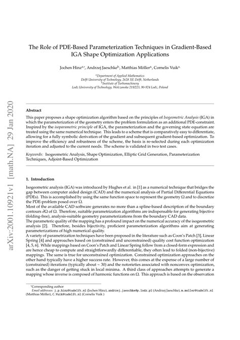 Pdf The Role Of Pde Based Parameterization Techniques In Gradient Based Iga Shape Optimization