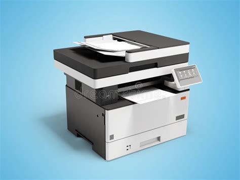 3d Illustration Of Universal Compact Printer Scanner On Blue Background