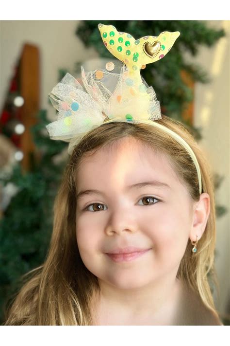 Queen Aksesuar Büyük Parlak Pullu Kalpli Tüllü Deniz Kızı Kuyruğu Kabuğu Yıldız Taç çocuk Doğum