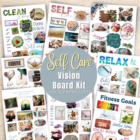 2023 Self Care Vision Board Kit Vision Board Printable Law Etsy