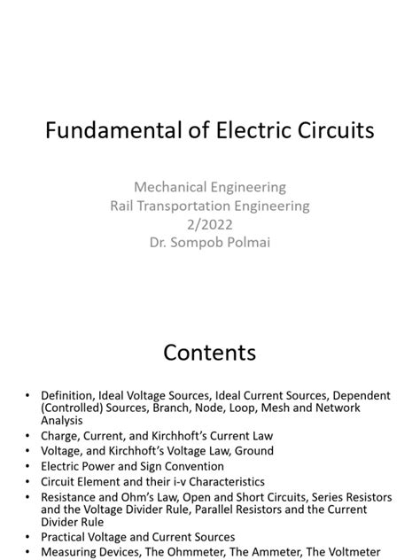 01 Fundamental Of Electric Circuits Mech Rail 2022 Pdf Voltage Electrical Network