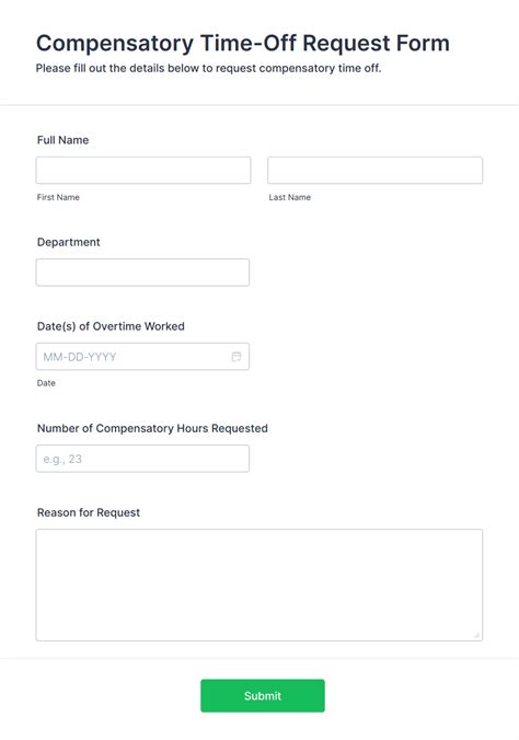 Compensatory Time Off Request Form Template Jotform