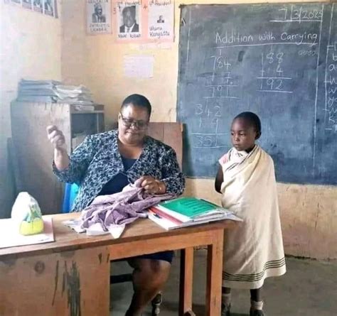 Kenyan Teacher Mends Students Uniform To Prevent Her From Walking