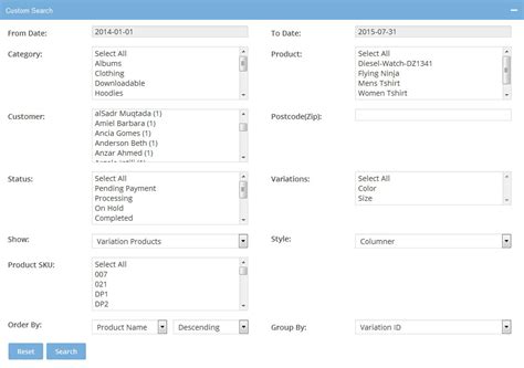 Woocommerce Report Plugin Woocommerce Product Variation Reports