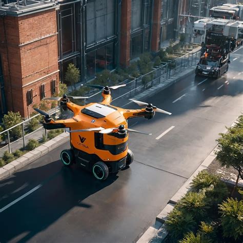 Drones And Delivery Robots Operating In Urban Premium Ai Generated Image