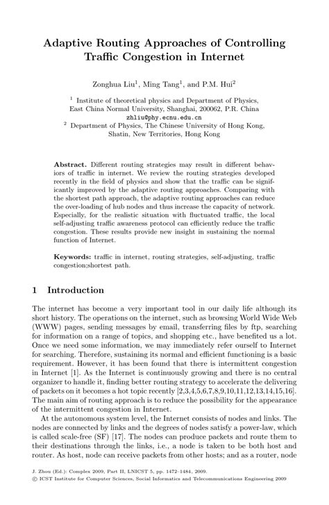 Pdf Adaptive Routing Approaches Of Controlling Traffic Congestion In Internet