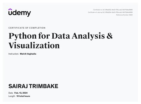 Udemy Course Completion Certificate Sairaj Trimbake
