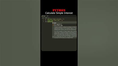 How To Calculate Simple Interest In Python Language Shorts Python