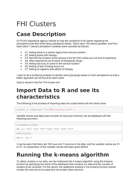 Fhi Cluster Import Data To R And View Its Characteristics Fhi