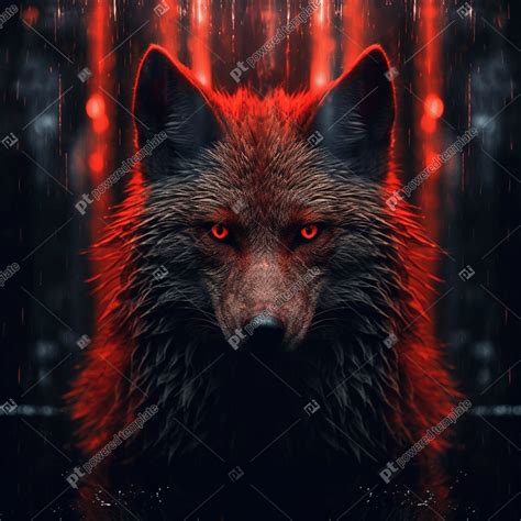 Mystical Wolf Reflection Eerie Realistic Profile Picture In Dark Red