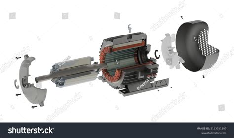 Electric Motor Exploded View 3d Rendering Stock Illustration 2163551985 Shutterstock