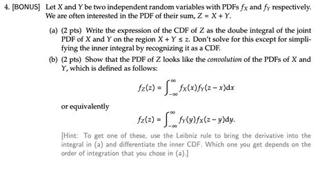 Solved S Let X And Y Be Two Independent Random Variables
