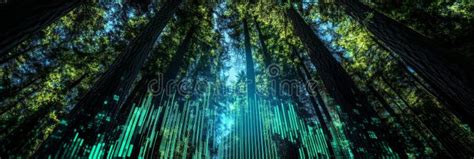 Digital Forest Data Visualization Data Streams Nature Technology Growth