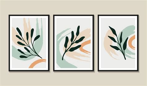 Botanical Wall Art Vector Set Foliage Line Art Drawing With Abstract