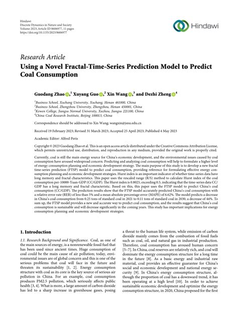 Pdf Using A Novel Fractal Time Series Prediction Model To Predict Coal Consumption