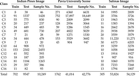 Training And Testing Samples For The Three Hyperspectral Images Download Table