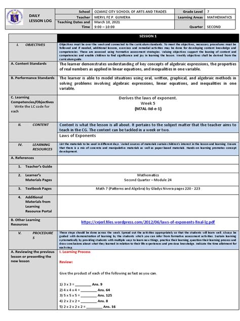 Laws Of Exponents Made Easy Pdf Learning Teachers