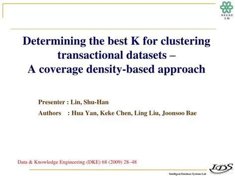 Ppt Determining The Best K For Clustering Transactional Datasets A