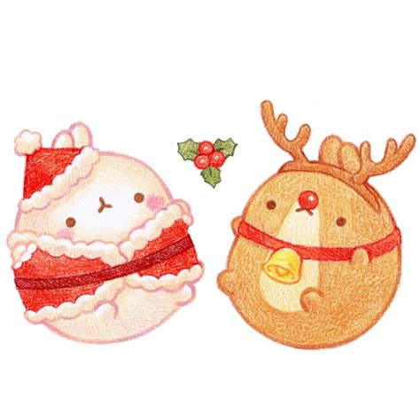 산타몰랑 루돌프 몰랑내년에는 산타몰랑이한테 수염도 그려줘야겠어요행복하고 마음 따뜻한 크리스마스 Cute