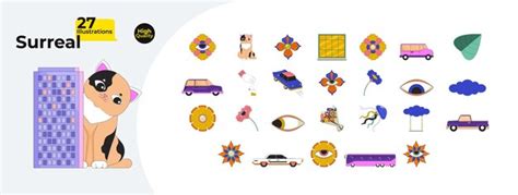 Premium Vector Surreal Boho 2d Linear Cartoon Objects Bundle