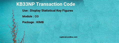Kb33np Sap Tcode For Display Statistical Key Figures