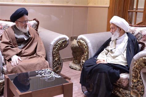 آية الله عيسی قاسم يلتقي بالمرجع الشيخ اسحاق الفياض وعلماء العراق