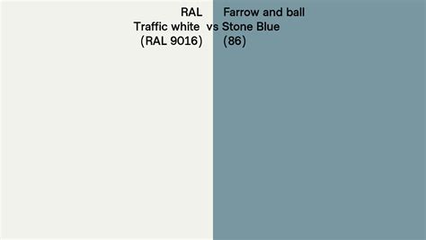 RAL Traffic white (RAL 9016) vs Farrow and ball Stone Blue (86) side by ...