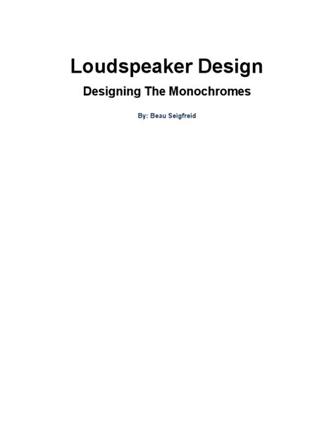 Loudspeaker Design Pdf Loudspeaker Electronics
