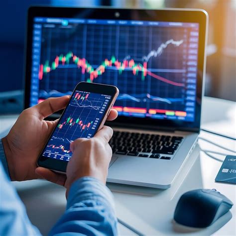 A Person Using A Smartphone And A Laptop Both Displaying Stock Market