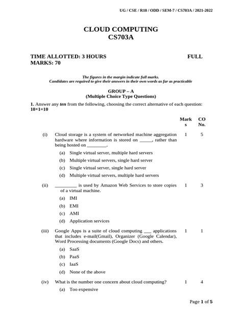 Cse Cs703a Cloud Computing R18 Pdf Cloud Computing Virtualization