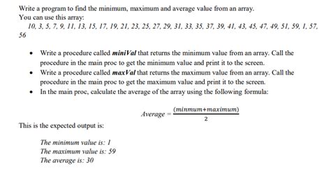 Solved Write A Program To Find The Minimum Maximum And Chegg