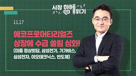 시장함께읽기 11월 17일 에코프로머티리얼즈 상장에 수급 쏠림 심화미중 정상회담 삼성전기 기가비스 삼성전자 이오테크닉스 반도체 Youtube