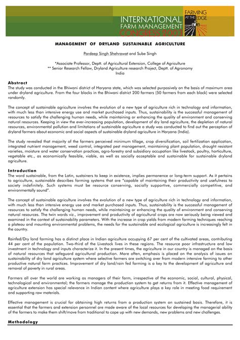 PDF Management Of Dryland Sustainable Agriculture