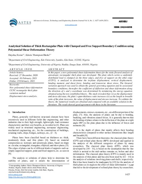 Pdf Analytical Solution Of Thick Rectangular Plate With Clamped And Free Support Boundary