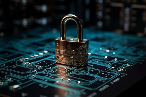Blue Padlock Symbolizes Security Ensuring Computer Data And Network Safety Stock Illustration